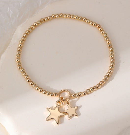 Gracee Jewellery - Double Star Dainty Stretch Bracelet - Gold – Jolu ...